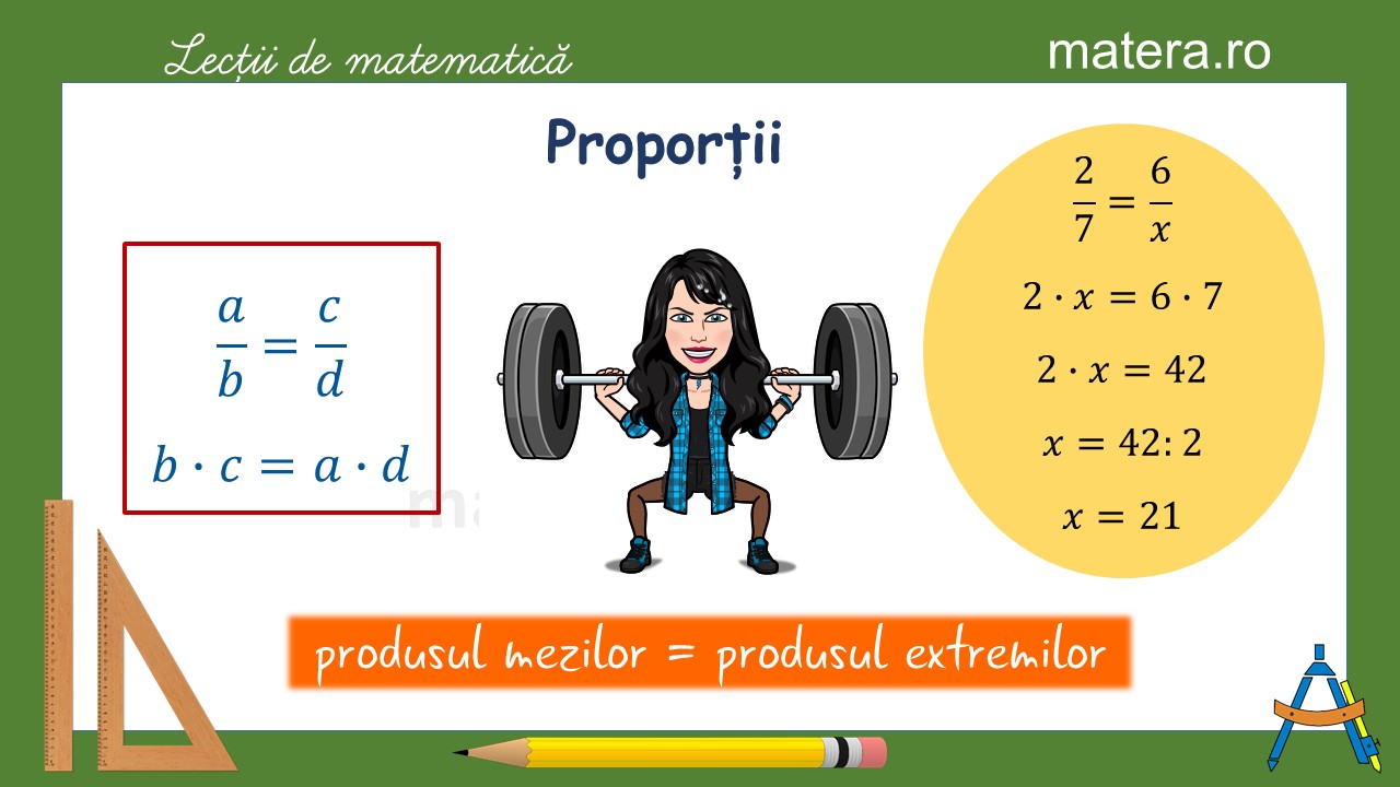 Proporții, aflarea unui termen necunoscut dintr-o proportie -Matera.ro